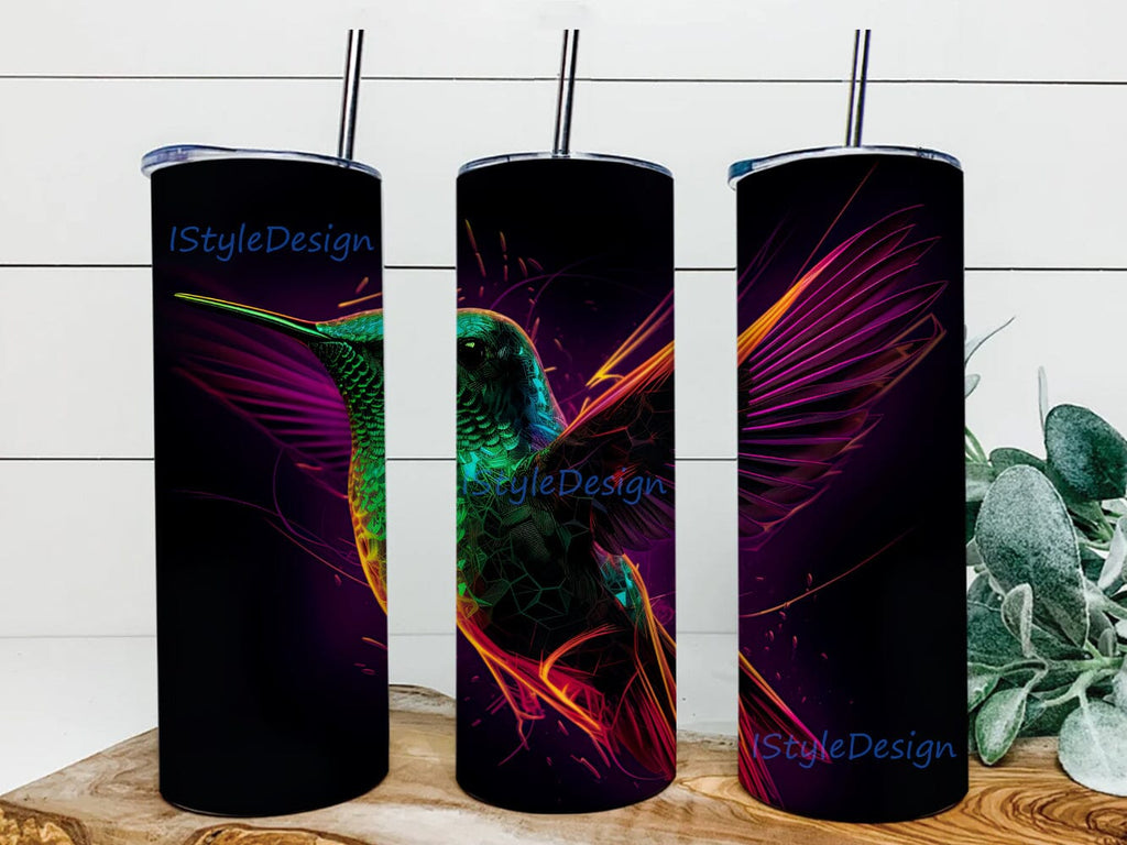 Neon Hummingbird 20oz Skinny Tumbler Png, Neon Colored Flying ...