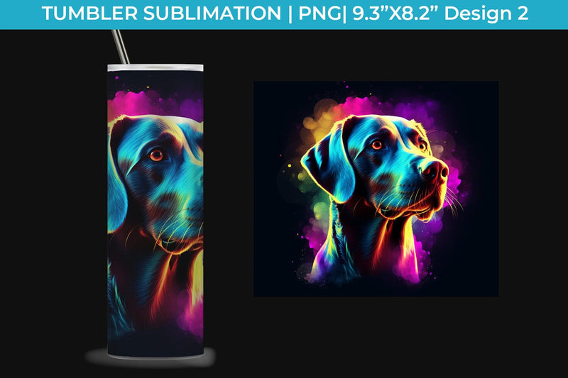 Neon Labrador Retriever Dog Tumbler Wrap 20 oz Sublimation PNG Bundle ...