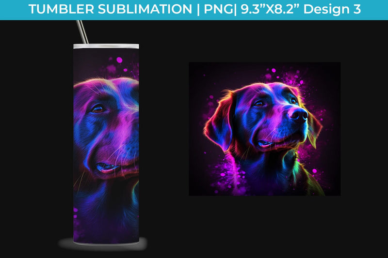 Neon Labrador Retriever Dog Tumbler Wrap 20 oz Sublimation PNG Bundle ...