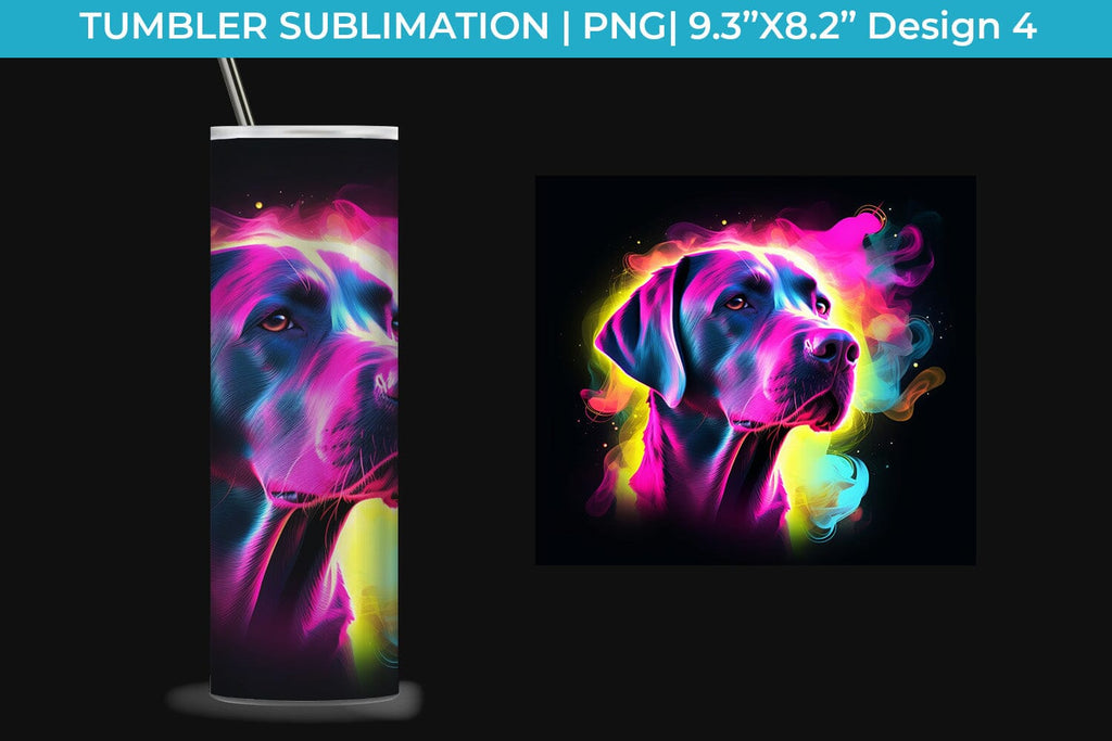 Neon Labrador Retriever Dog Tumbler Wrap 20 oz Sublimation PNG Bundle ...