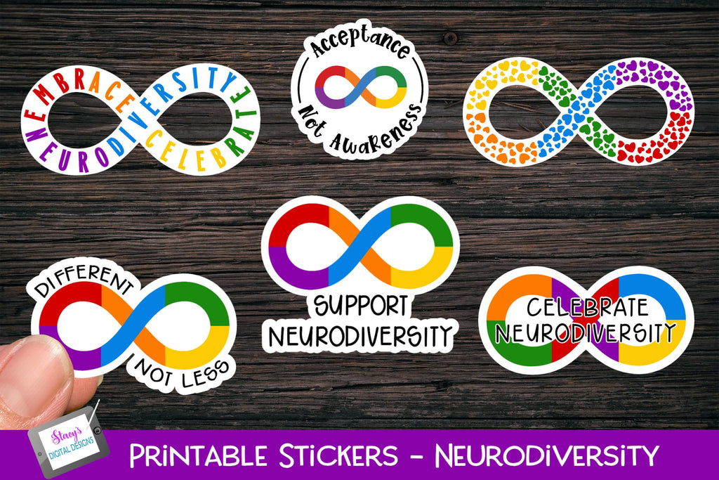 Neurodiversity Sticker Bundle - 6 Neurodiversity designs - So Fontsy