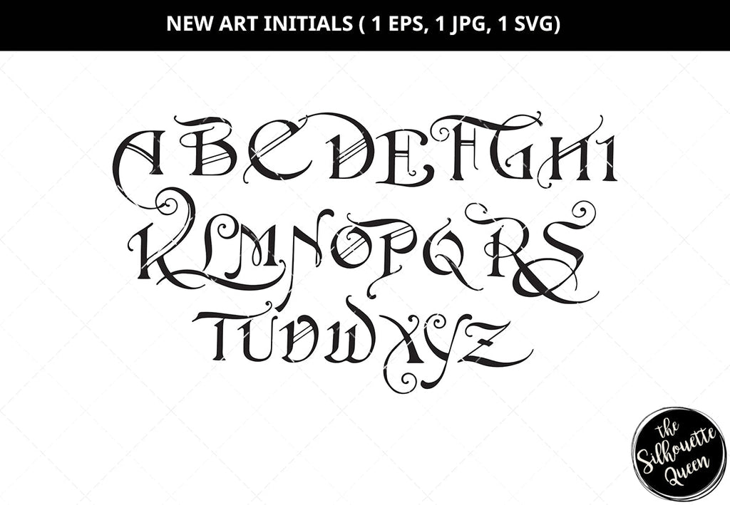 New art initials, capital letter svg, typography svg, printable ...