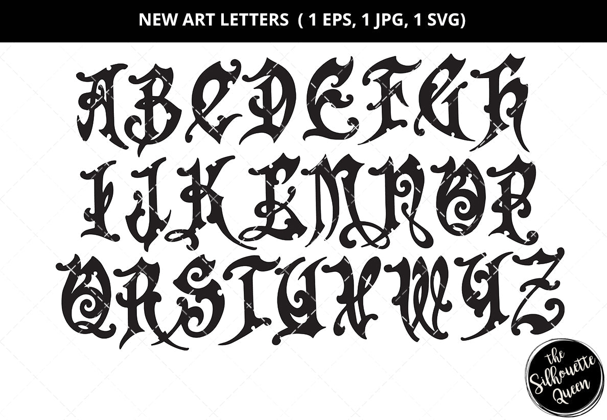 New art letters, decorative alphabets svg, monogram alphabet svg, split ...