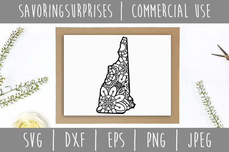 New Hampshire Mandala Zentangle - So Fontsy