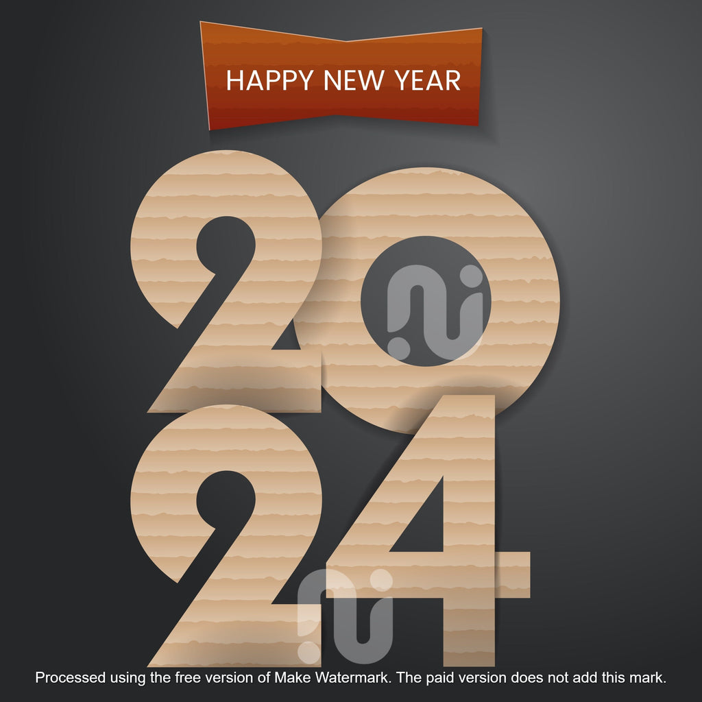 New year 2024 paper cut 3D numbers packaging style. Decorative greeting ...
