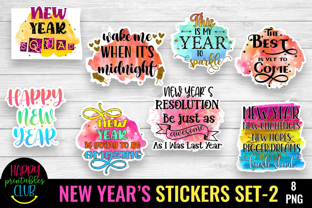 New Year Stickers Printable 2- Happy New Year Stickers PNG - So Fontsy