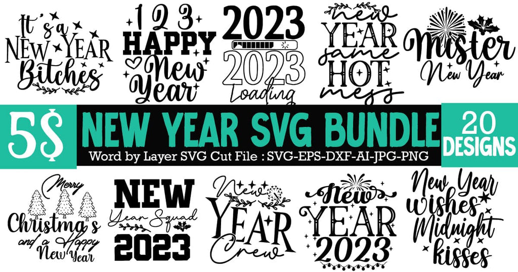 New Year T-Shirt Design Bundle , New Year T-Shirt Design Bundle , New ...