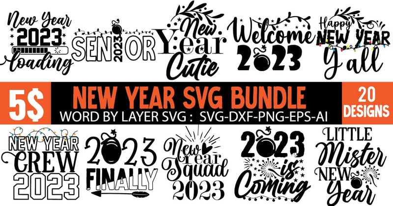 New Year T-Shirt Design Bundle , New Year T-Shirt Design Bundle , New ...
