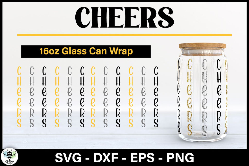 New Years Glass Can Wrap | Cheers SVG - So Fontsy