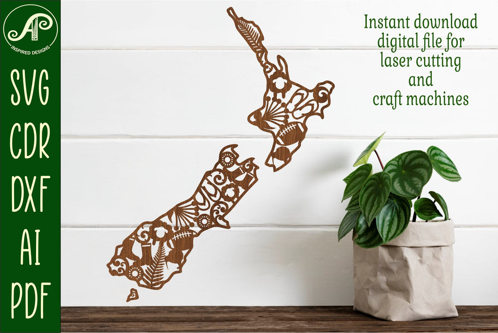 New Zealand icons with designs outline SVG laser cut file - So Fontsy