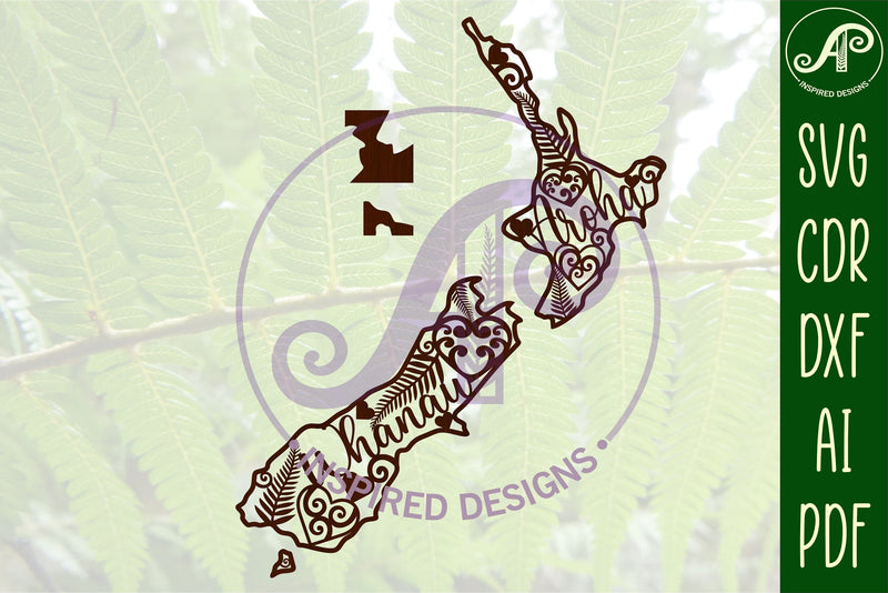 New Zealand with words outline SVG laser cut file - So Fontsy