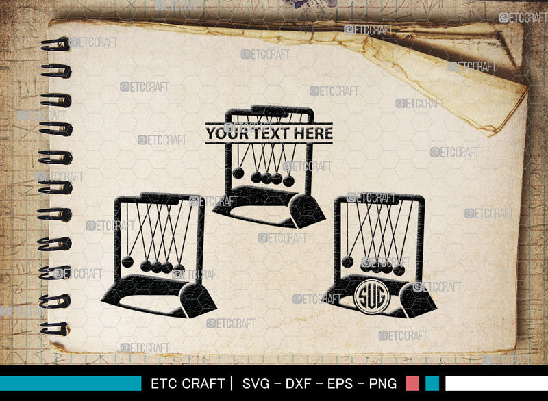 Newton Cradle Monogram, Newton Cradle Silhouette, Newton Cradle SVG ...
