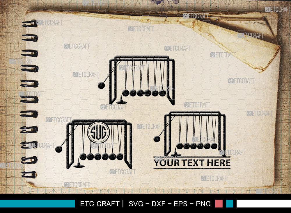 Newton Cradle Monogram, Newton Cradle Silhouette, Newton Cradle SVG ...