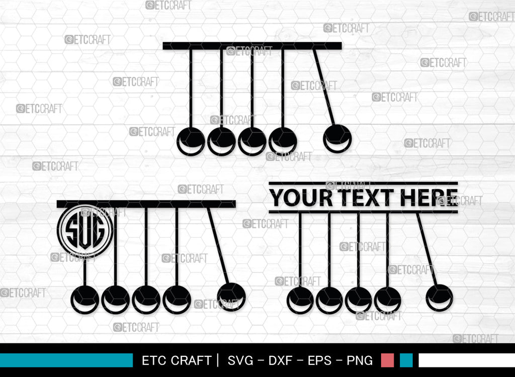 Newton Cradle Monogram, Newton Cradle Silhouette, Newton Cradle SVG ...