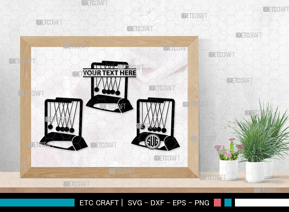 Newton Cradle Monogram, Newton Cradle Silhouette, Newton Cradle SVG ...