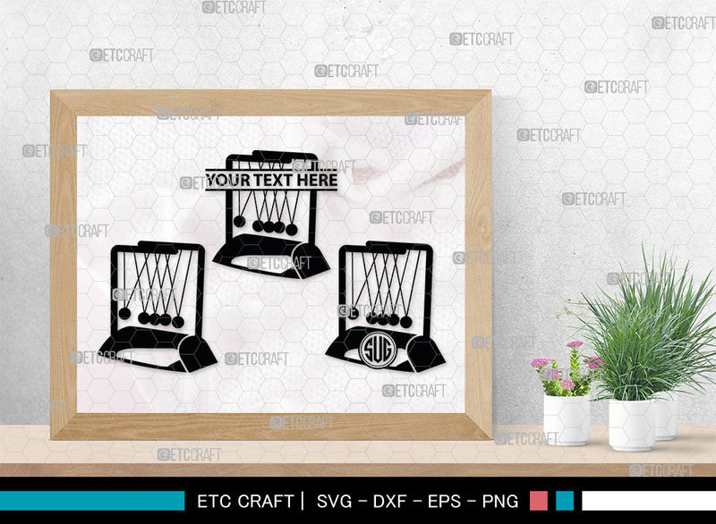 Newton Cradle Monogram, Newton Cradle Silhouette, Newton Cradle SVG ...