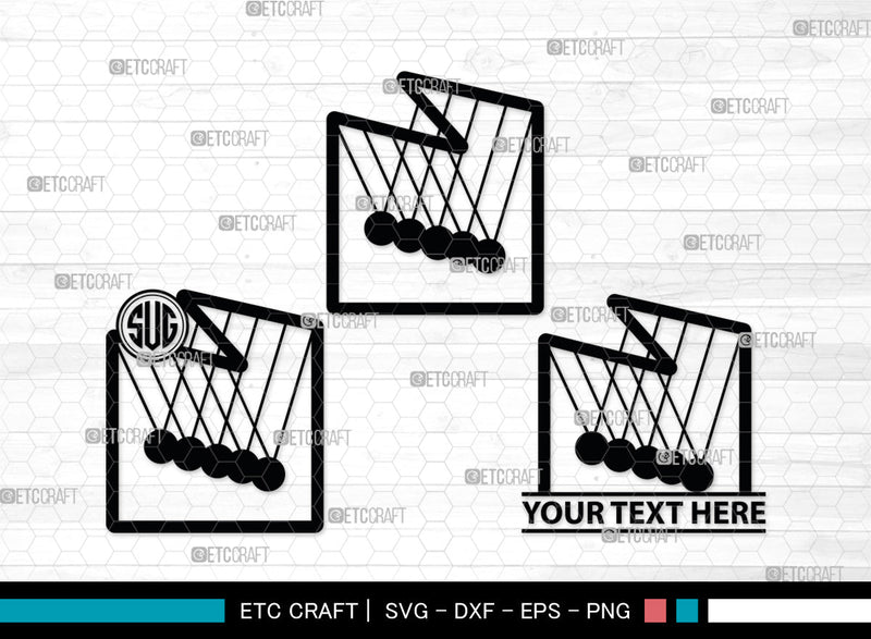 Newton Cradle Monogram, Newton Cradle Silhouette, Newton Cradle SVG ...