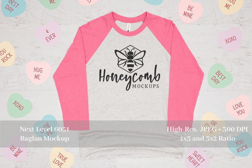 Next Level 6051 Raglan Mockup, Valentines Mockup, Vintage Pink/Heather ...