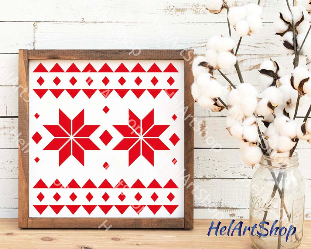 Nordic Christmas Pattern Svg, Rustic Svg, Winter Ornament SVG - So Fontsy