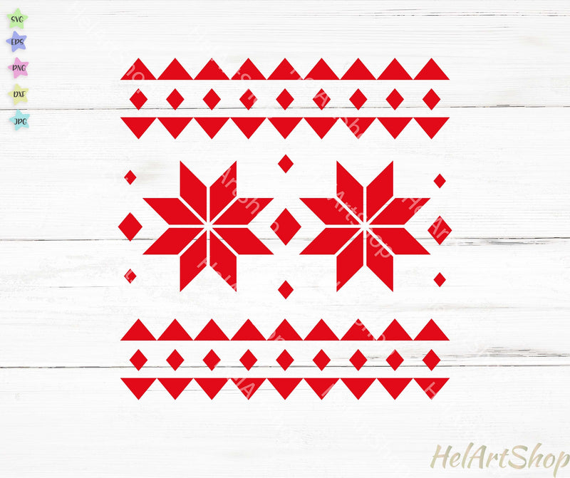 Nordic Christmas Pattern Svg, Rustic Svg, Winter Ornament SVG - So Fontsy