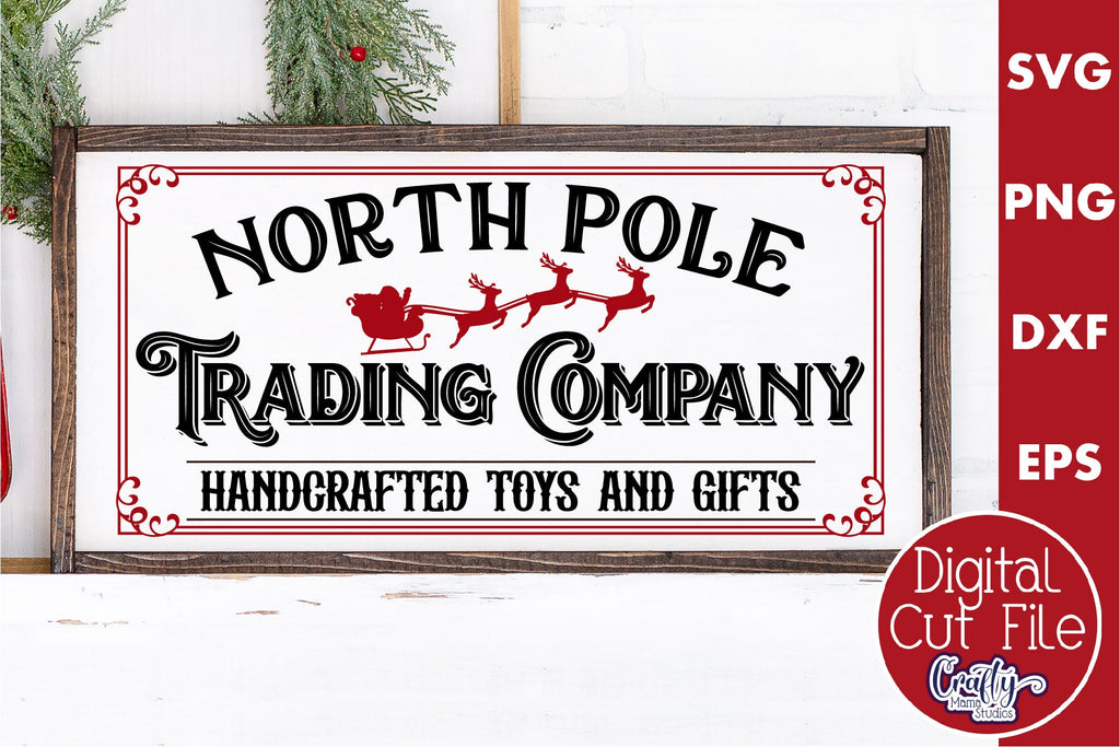 North Pole Trading Co Sign, Vintage Christmas Farmhouse Svg - So Fontsy