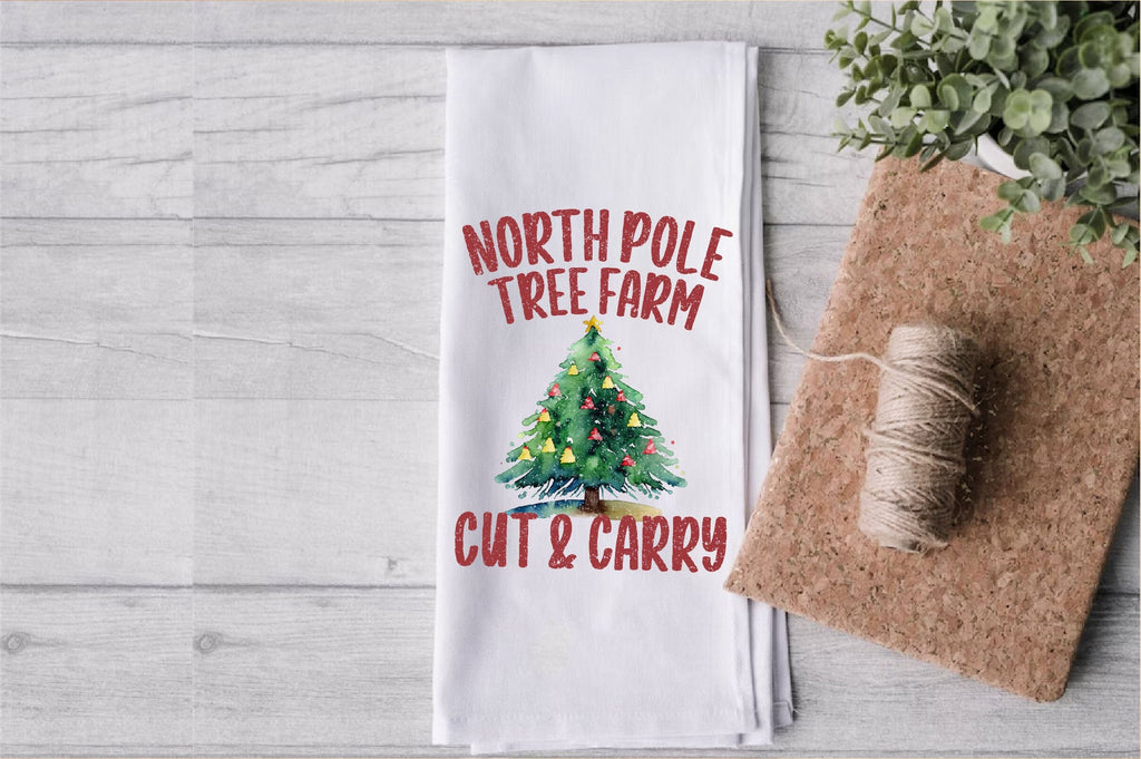 North Pole Tree Farm Dish Towel Sublimation - So Fontsy
