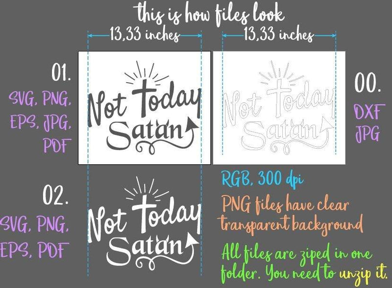 Not Today Satan SVG DXF PNG PDF JPG - So Fontsy