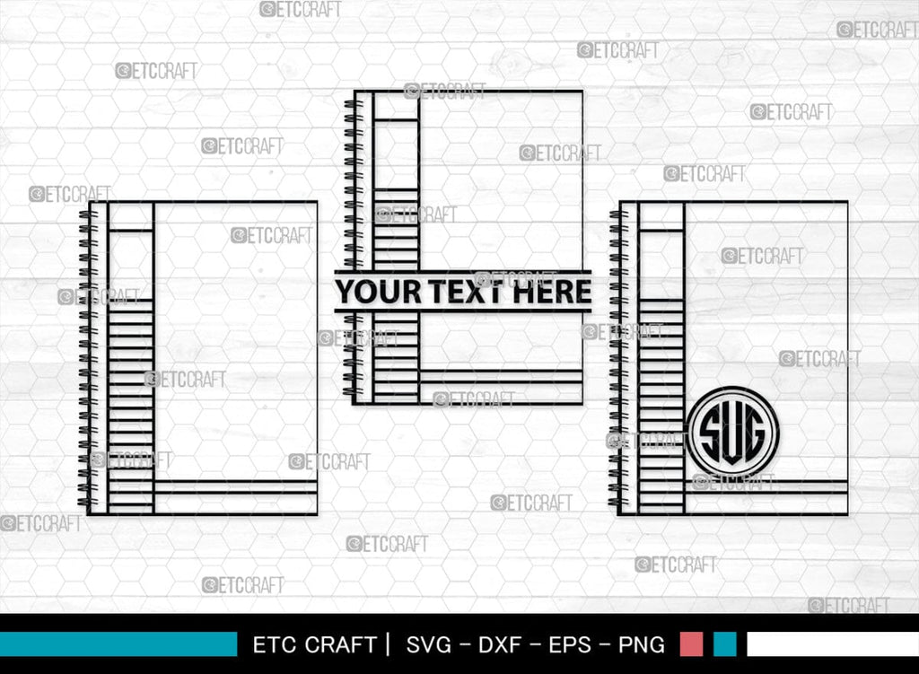 Notebook Monogram, Notebook Silhouette, Notebook SVG, Pen Svg, Homework ...