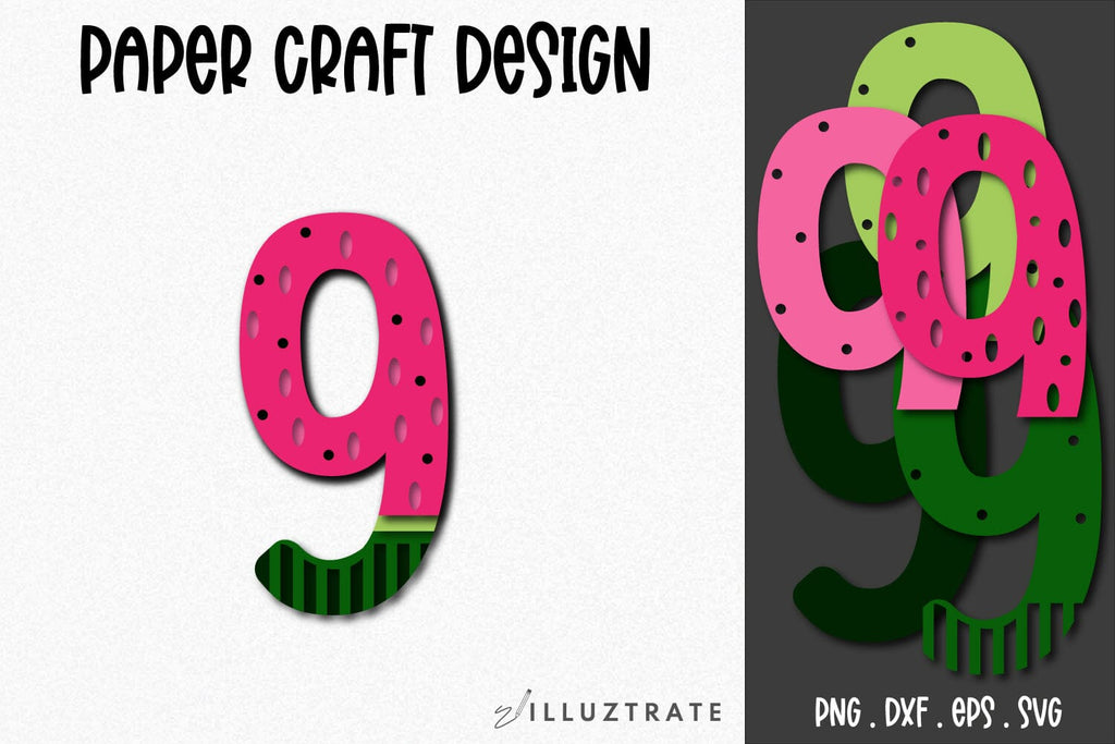 Number 9 Watermelon Alphabet SVG | Watermelon Numbers SVG Cut Files ...