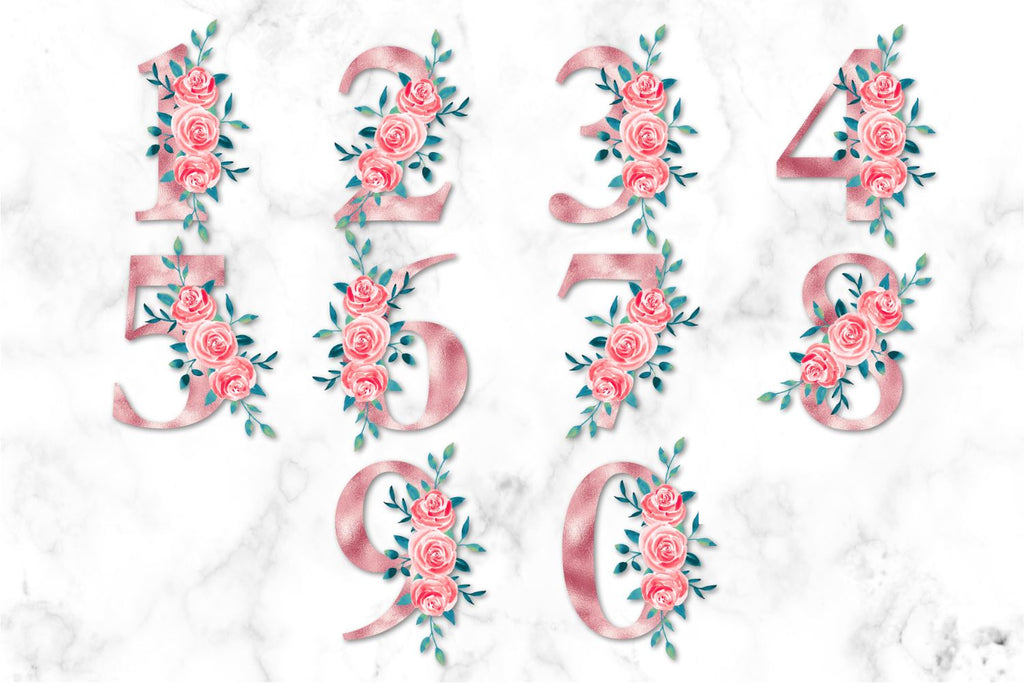 Number Clipart, Rose Gold Numbers, Number PNG, Numbers Font, Design ...