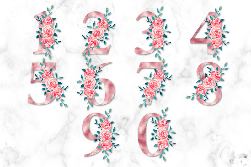 Number Clipart, Rose Gold Numbers, Number PNG, Numbers Font, Design ...