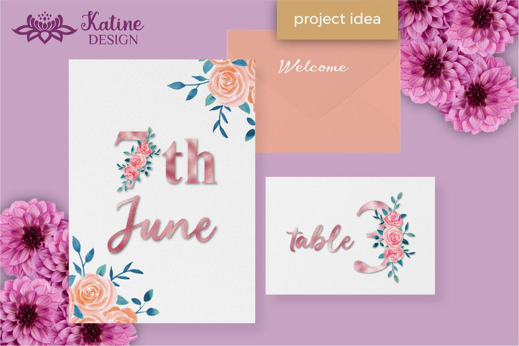 Number Clipart, Rose Gold Numbers, Number PNG, Numbers Font, Design ...