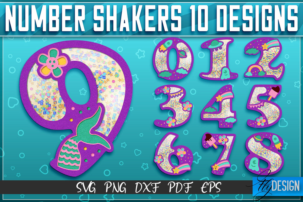Number Shakers SVG | Happy Birthday Paper Cut Design | Confetti SVG ...