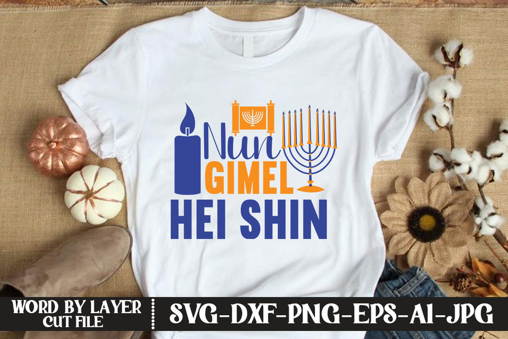 Nun Gimel Hei Shin SVG CUT FILE - So Fontsy
