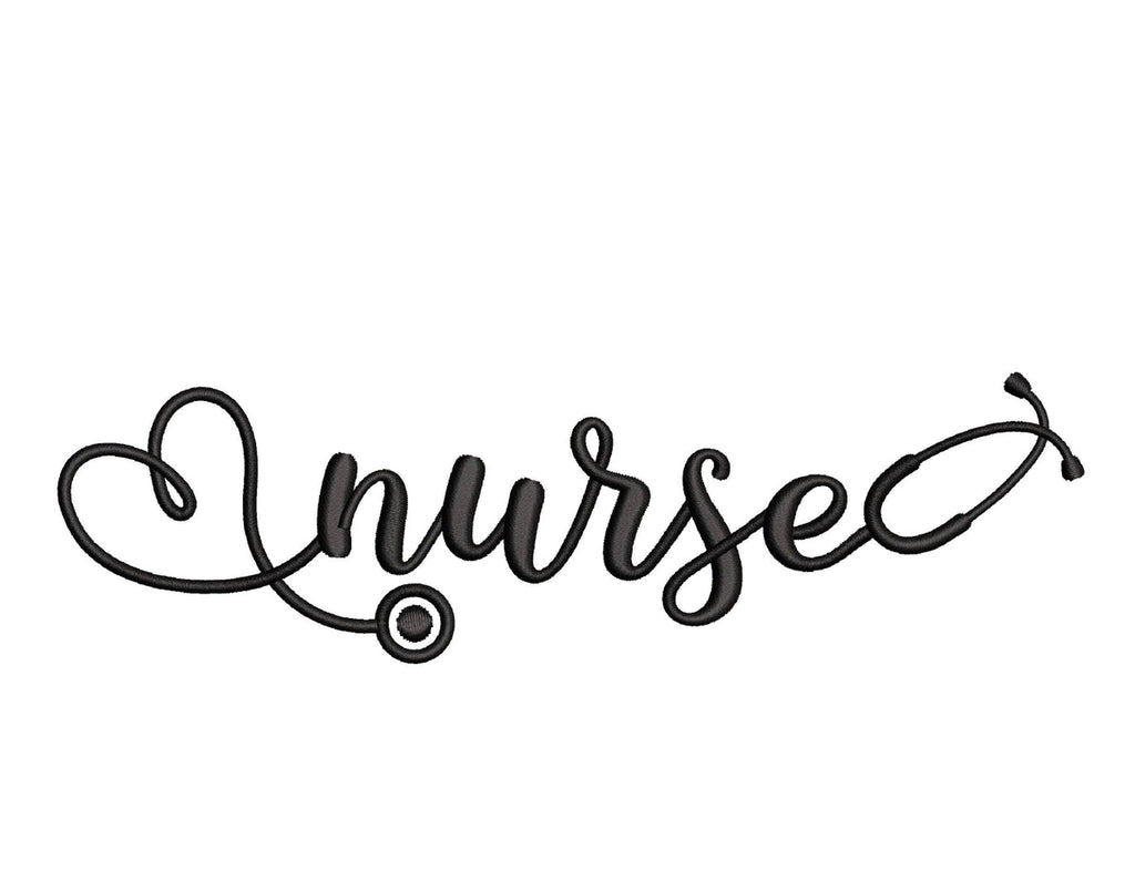 Nurse Embroidery Design, Stethoscope Embroidery File, 5 sizes, Instant ...