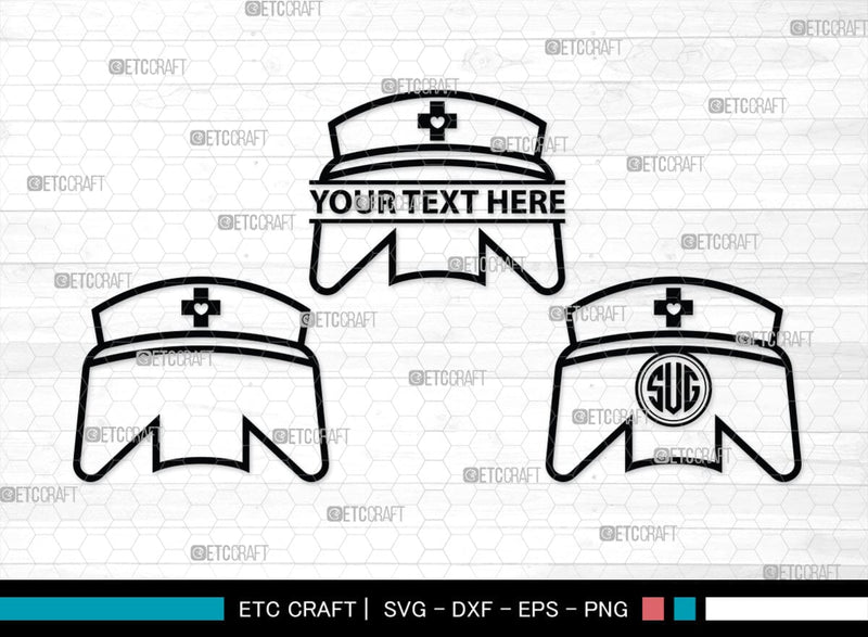 Nurse Hat Monogram, Nurse Hat Silhouette, Nurse Hat SVG, Medical Nurse ...