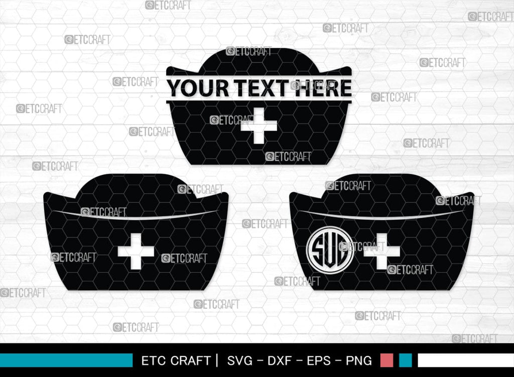 Nurse Hat Monogram, Nurse Hat Silhouette, Nurse Hat SVG, Medical Nurse ...