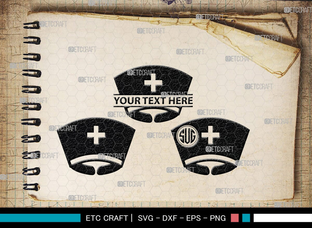 Nurse Hat Monogram, Nurse Hat Silhouette, Nurse Hat SVG, Medical Nurse ...