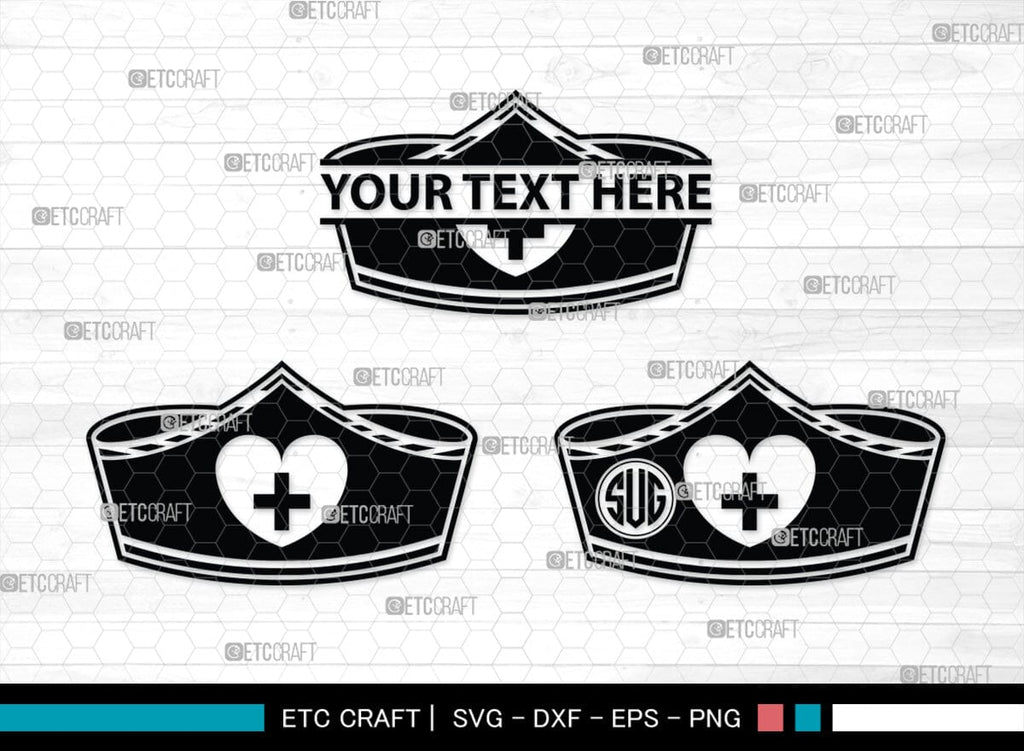 Nurse Hat Monogram, Nurse Hat Silhouette, Nurse Hat SVG, Medical Nurse ...