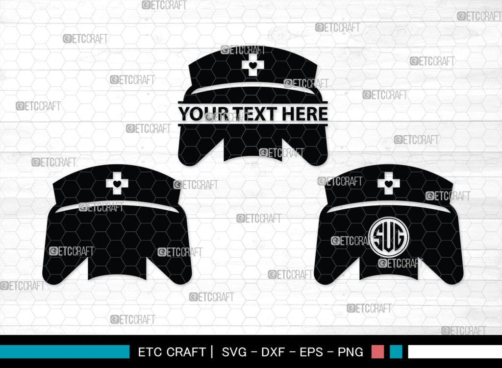 Nurse Hat Monogram, Nurse Hat Silhouette, Nurse Hat SVG, Medical Nurse ...