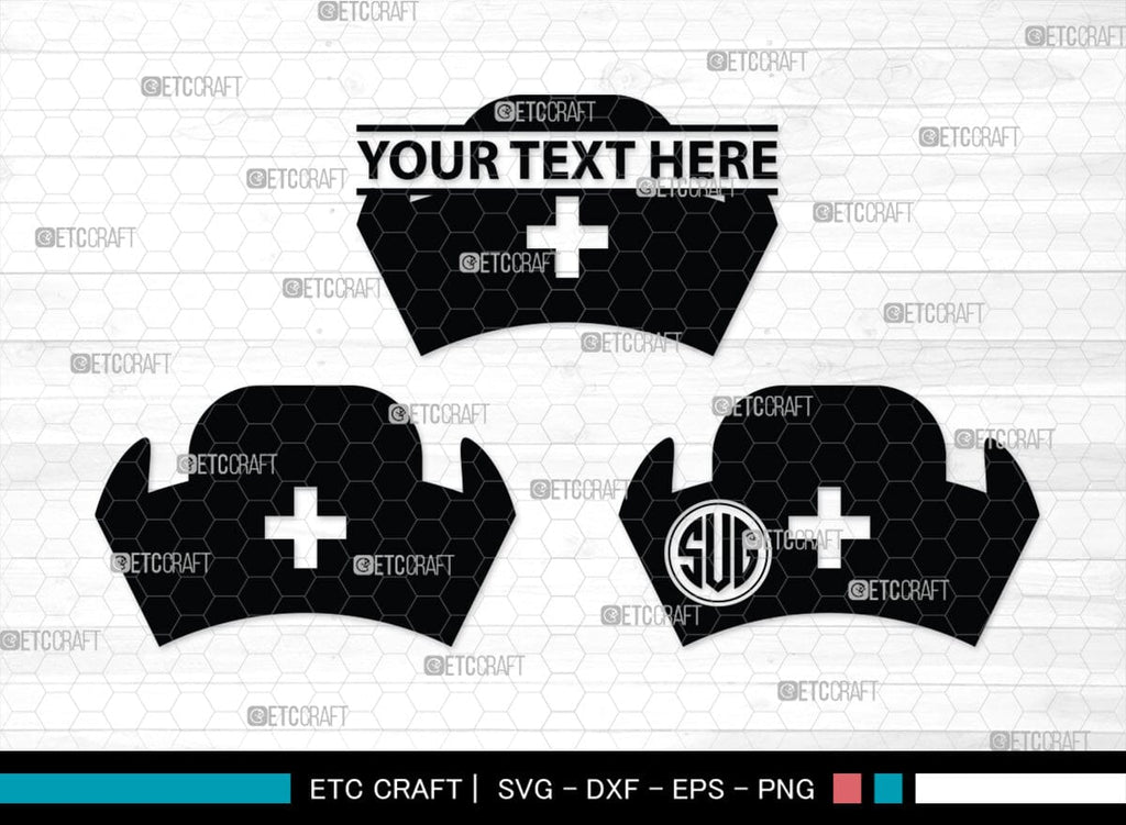 Nurse Hat Monogram, Nurse Hat Silhouette, Nurse Hat SVG, Medical Nurse ...