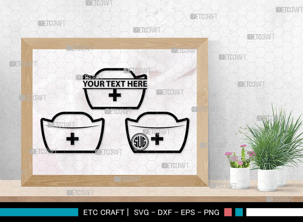 Nurse Hat Monogram, Nurse Hat Silhouette, Nurse Hat SVG, Medical Nurse ...