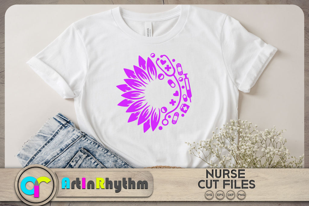 Nurse monogram SVG / Doctor monogram SVG / Flower SVG - So Fontsy