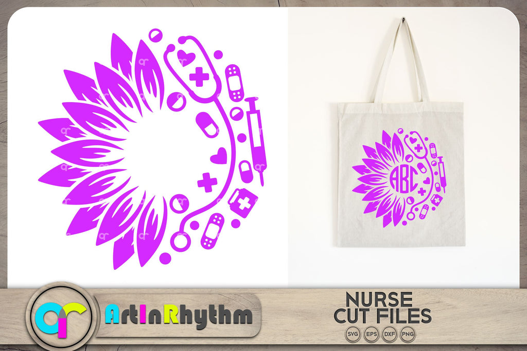 Nurse monogram SVG / Doctor monogram SVG / Flower SVG - So Fontsy