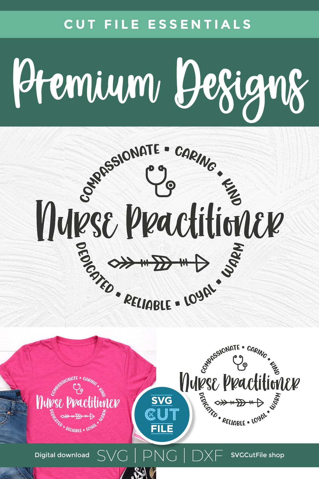 Nurse practitioner svg with round circle for men or women - So Fontsy