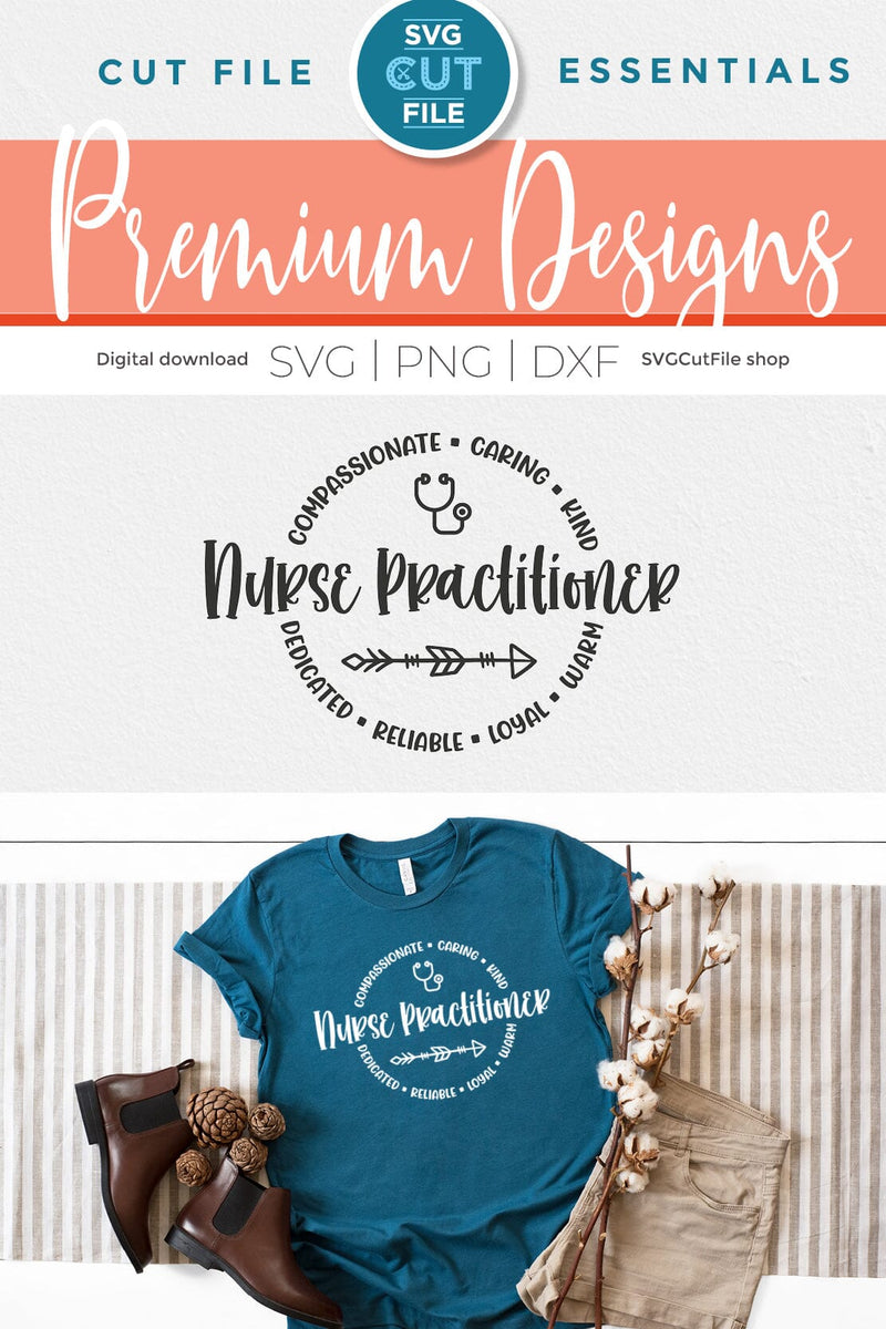 Nurse practitioner svg with round circle for men or women - So Fontsy