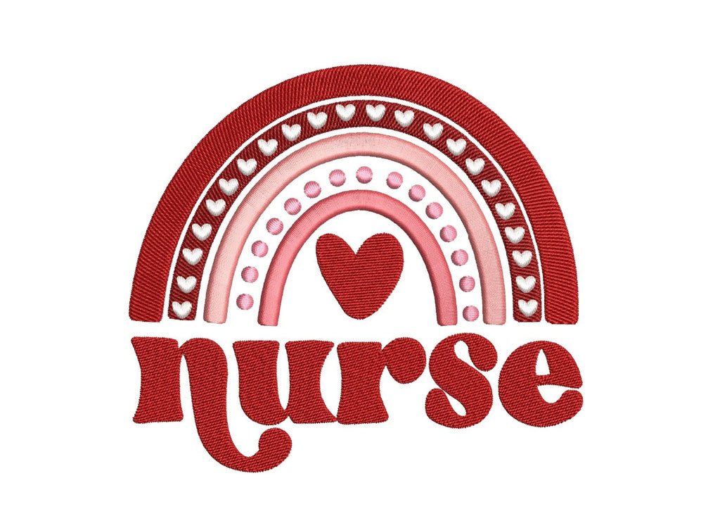 Nurse Rainbow Embroidery Design, 3 sizes, Instant download - So Fontsy