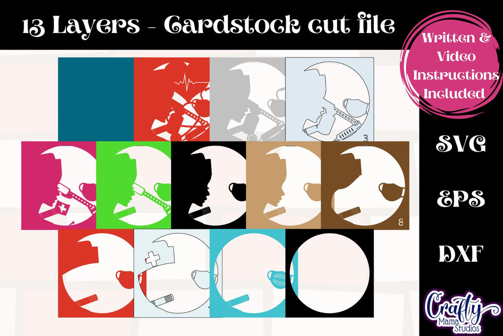 Nurse Svg Shadow Box, 3D Layered Nursing CNA Svg File - So Fontsy