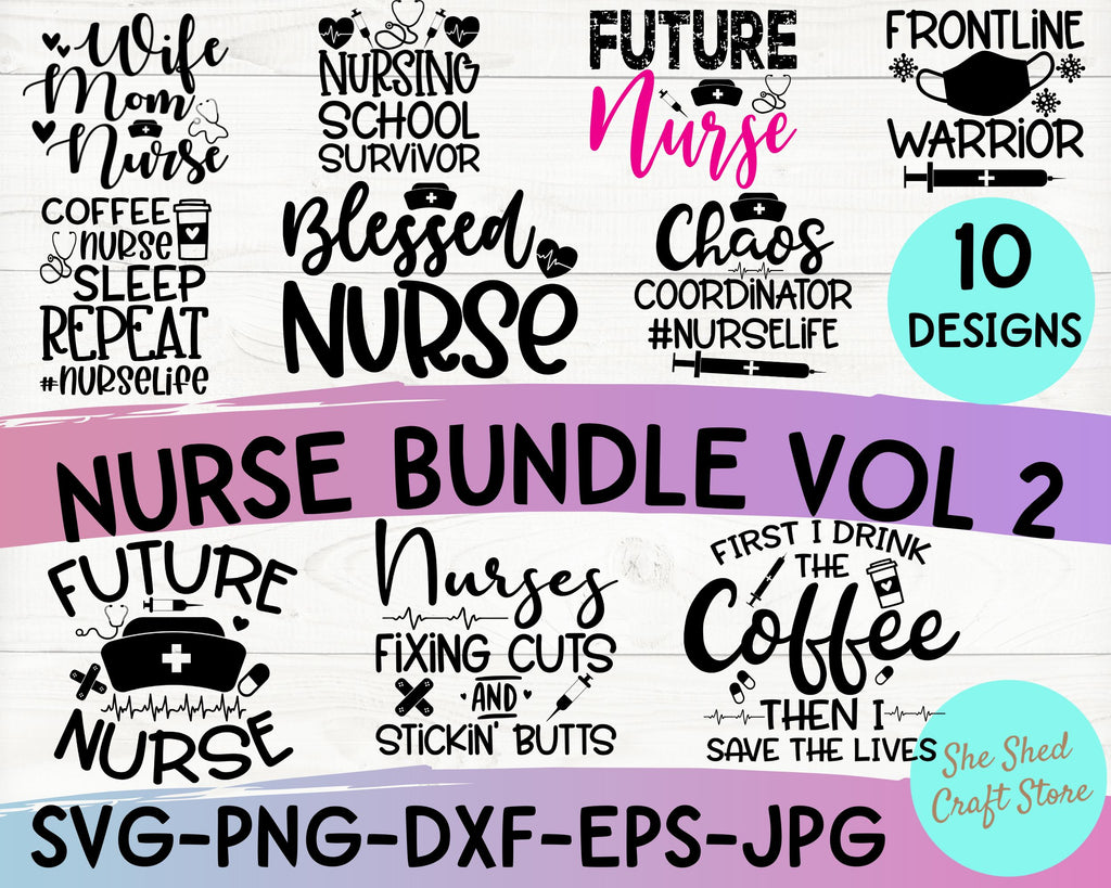 Nursing Svg Bundle, Nurse Life Svg, Nursing Svg, Nurse Decals - So Fontsy