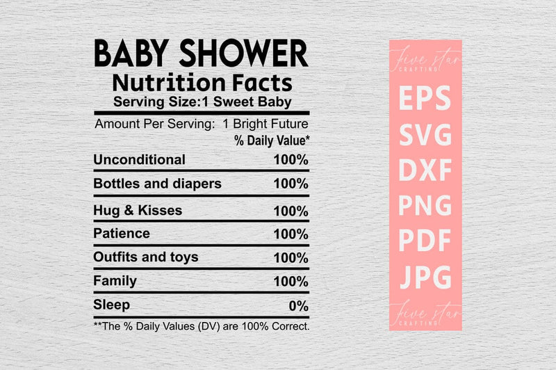 Nutrition Facts SVG Design, Baby Shower Nutrition Facts - So Fontsy